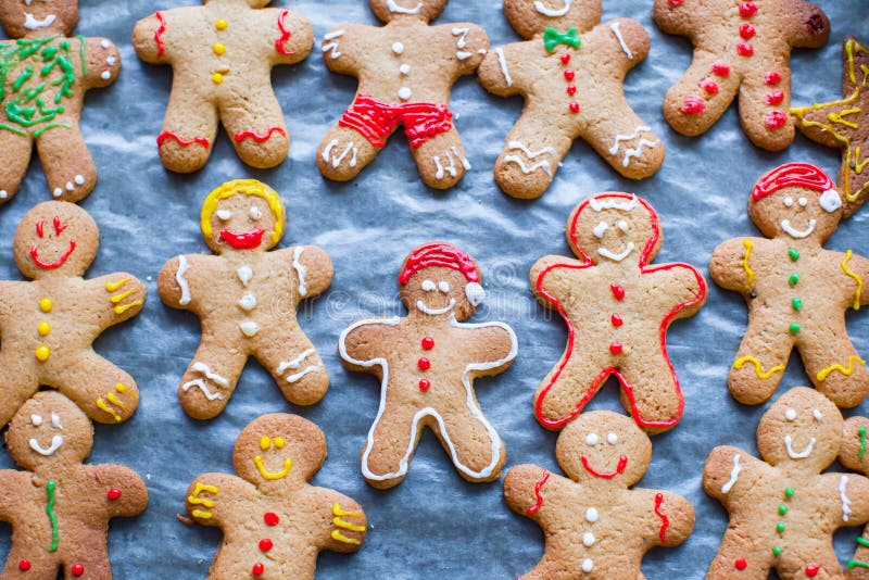 Raw Gingerbread Men with Glaze for Christmas Stock Photo - Image of ...