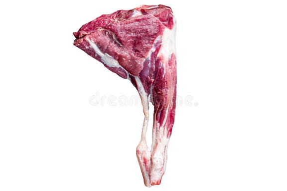 Raw Goat Leg Meat on the Bone. Isolated, White Background. Stock Image ...