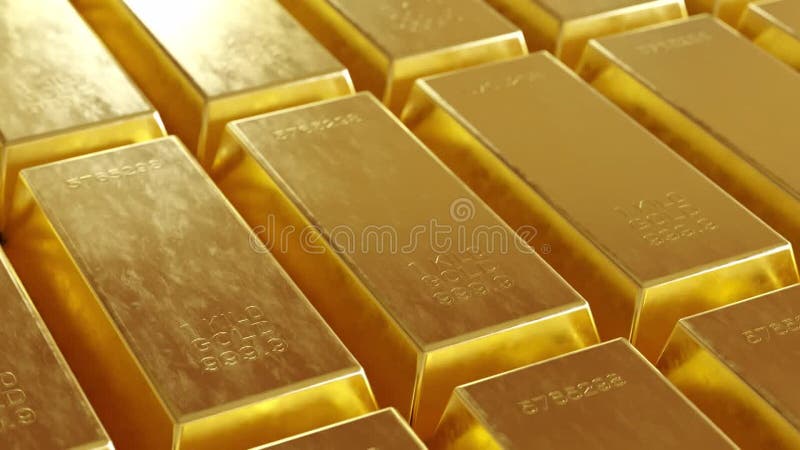 Raw of Gold Bars in Line 3d Render Video Stock Video - Video of crime ...