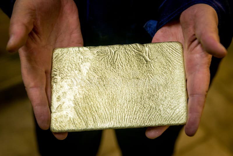 Raw Gold Ingot in the Hands Editorial Photo - Image of savings, russia ...
