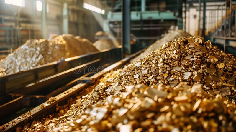 Raw Gold Ore Piles at Mining Facility Stock Illustration - Illustration ...