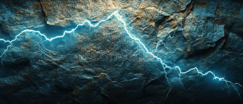 Raw Granite Block Under a Thunderstorm with Striking Lightning Effects ...