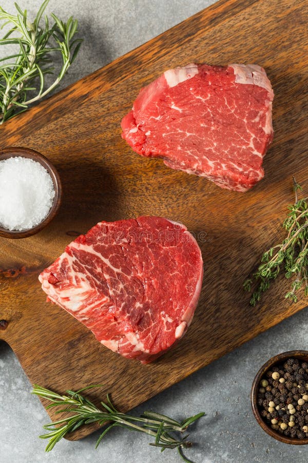 Raw Grass Fed Filet Mignon Steak Stock Image - Image of fillet ...