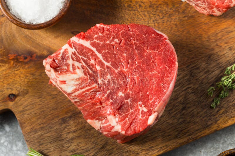 Raw Grass Fed Filet Mignon Steak Stock Image - Image of filet, salt ...