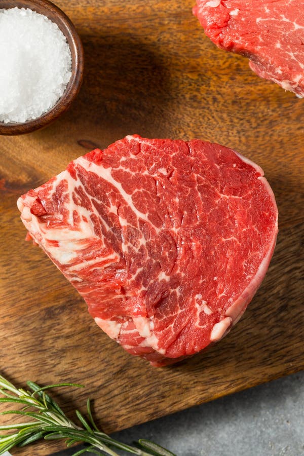 Raw Grass Fed Filet Mignon Steak Stock Image - Image of steak, mignon ...