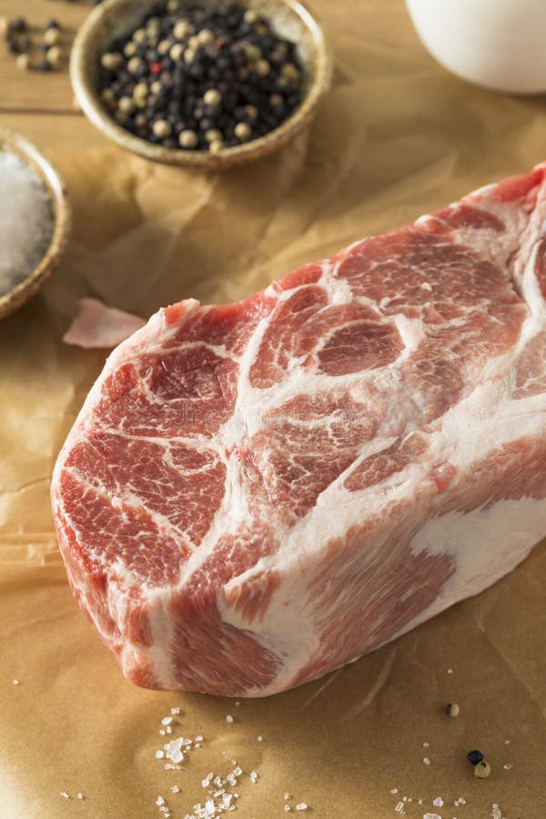 Raw Grass Fed Pork Shoulder Stock Photo - Image of slice, flesh: 120139324