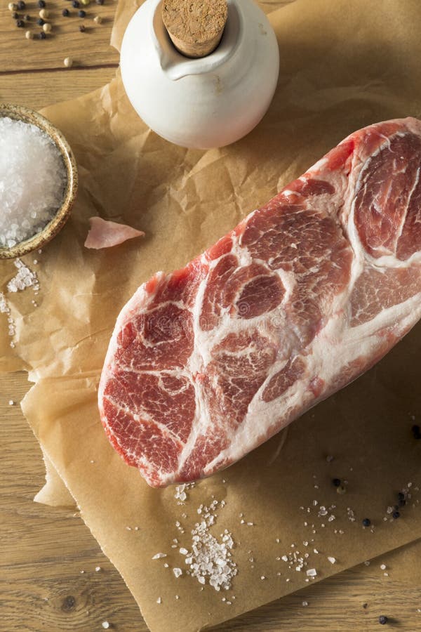 Raw Grass Fed Pork Shoulder Stock Photo - Image of meal, steak: 120139346