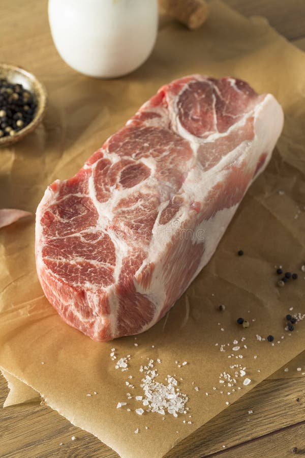 Raw Grass Fed Pork Shoulder Stock Photo - Image of meal, slice: 120139402