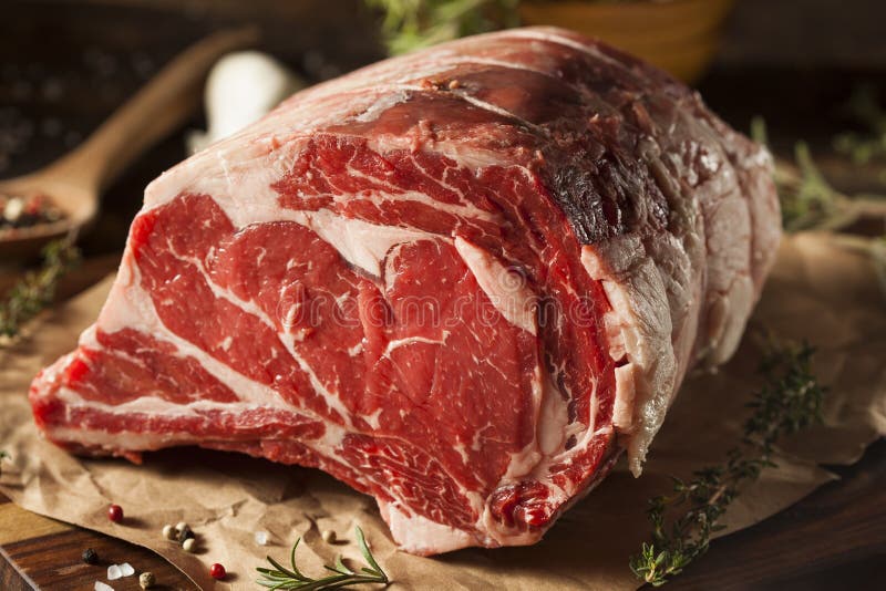 Raw Grass Fed Prime Rib Meat Stock Photo - Image of gourmet, lean: 46977346
