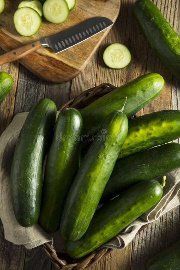 Raw Green Organic Cucumbers Stock Image - Image of groceries, circle ...