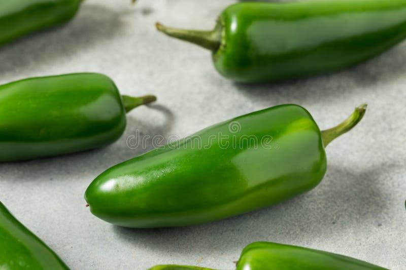 Raw Green Organic Jalapeno Peppers Stock Photo - Image of chile, slice ...