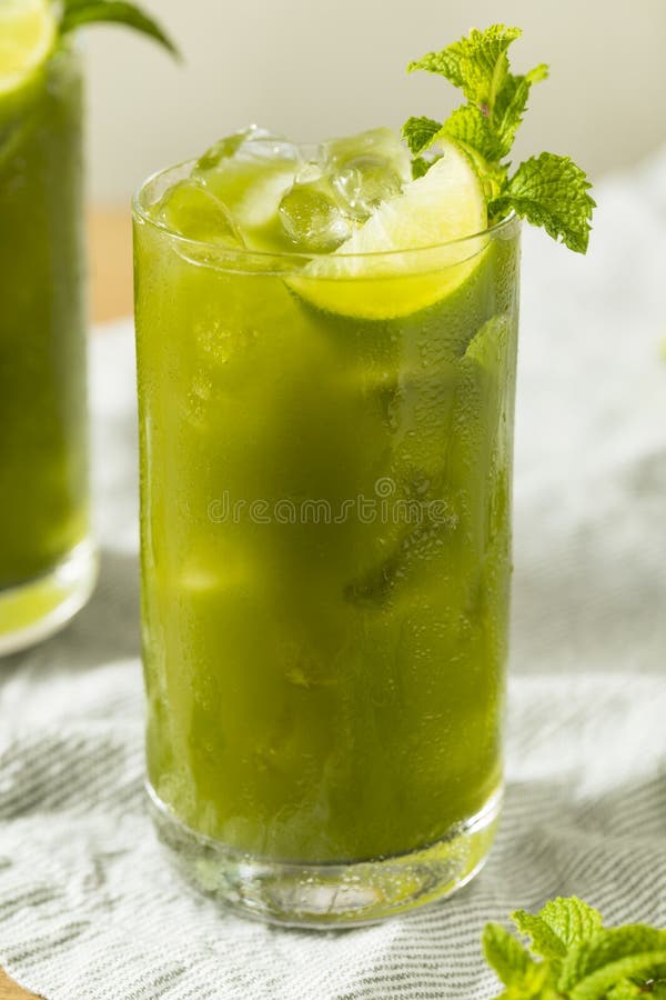 Raw Green Organic Matcha Iced Tea Detox Stock Photo - Image of iced ...