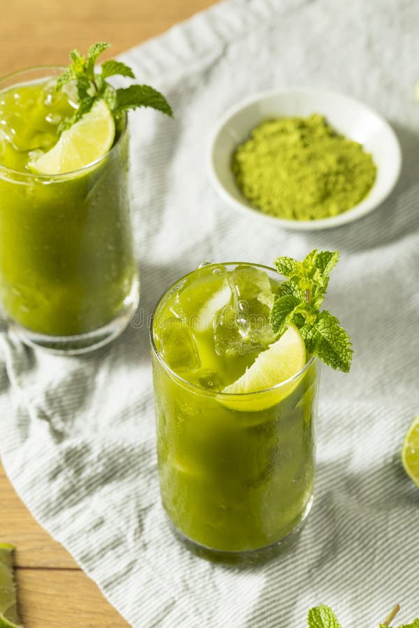 Raw Green Organic Matcha Iced Tea Detox Stock Image - Image of ctea ...