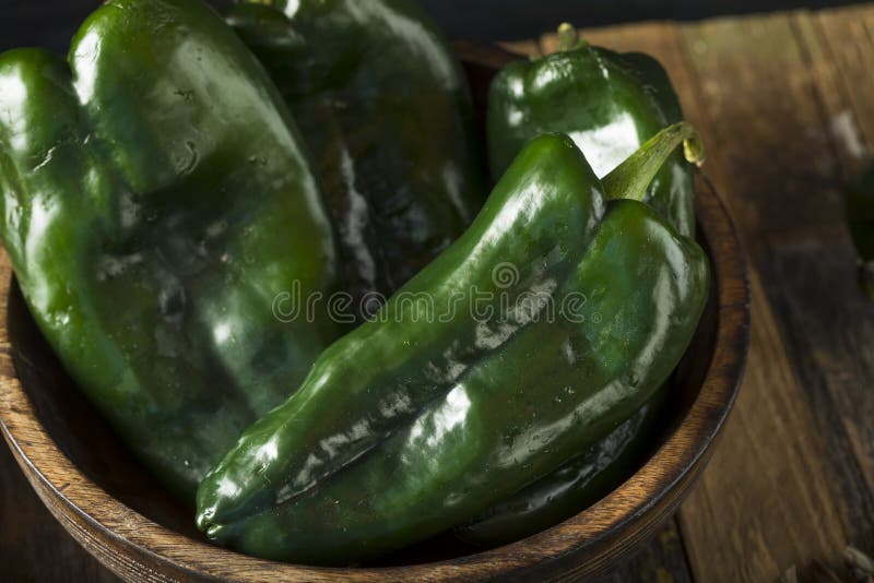 Raw Green Organic Poblano Peppers Stock Photo - Image of color ...