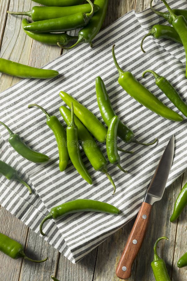 Raw Green Organic Serrano Peppers Stock Image - Image of ingredient ...
