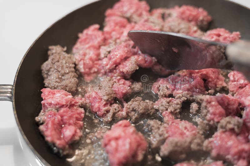 Raw Ground Beef with Lots of Grease in Kitchen Stock Image - Image of ...