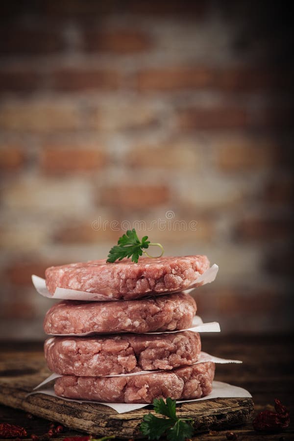 Raw Ground Beef Meat Burger Steak Stock Photo - Image of hamburger ...