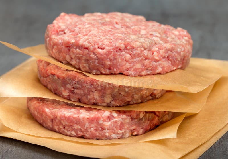 Raw Ground Beef Meat Cutlets Close Up Stock Photo - Image of uncooked ...