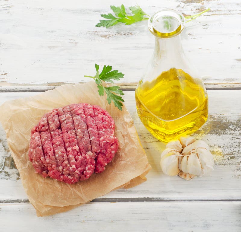 Raw ground beef patties. stock photo. Image of burger - 62871588