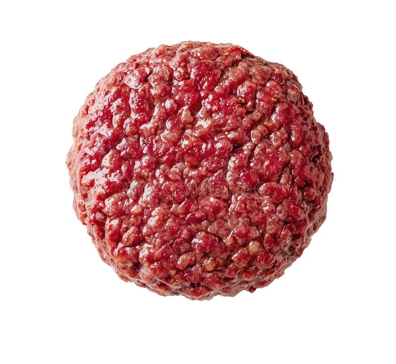 Raw Ground Beef Patty Isolated on White Stock Photo - Image of round ...