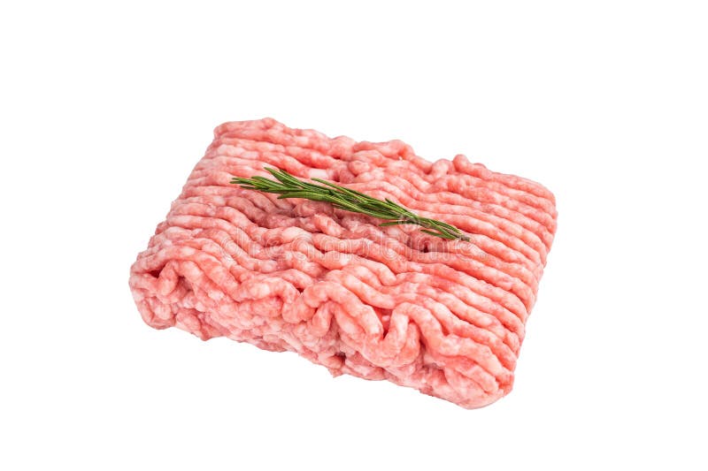 Raw Ground Beef and Pork Meat, Forcemeat Isolated on White Background ...