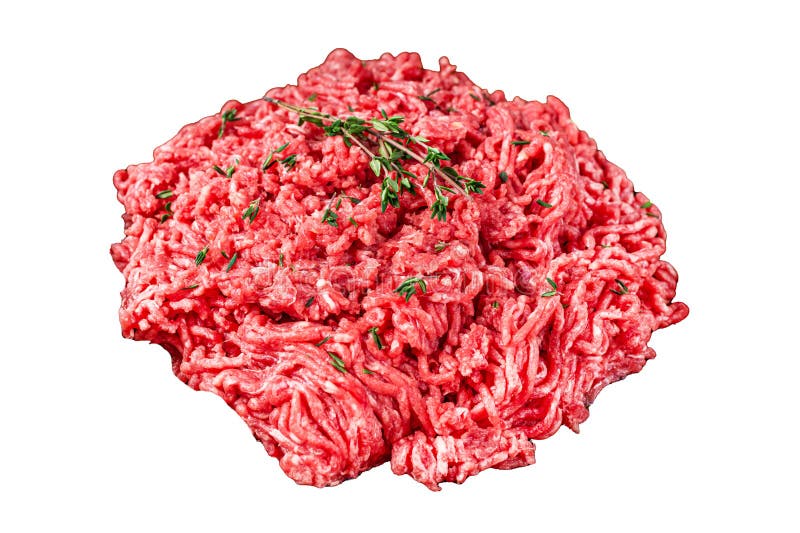 Raw Ground Beef or Veal Meat Isolated on White Background, Top View ...