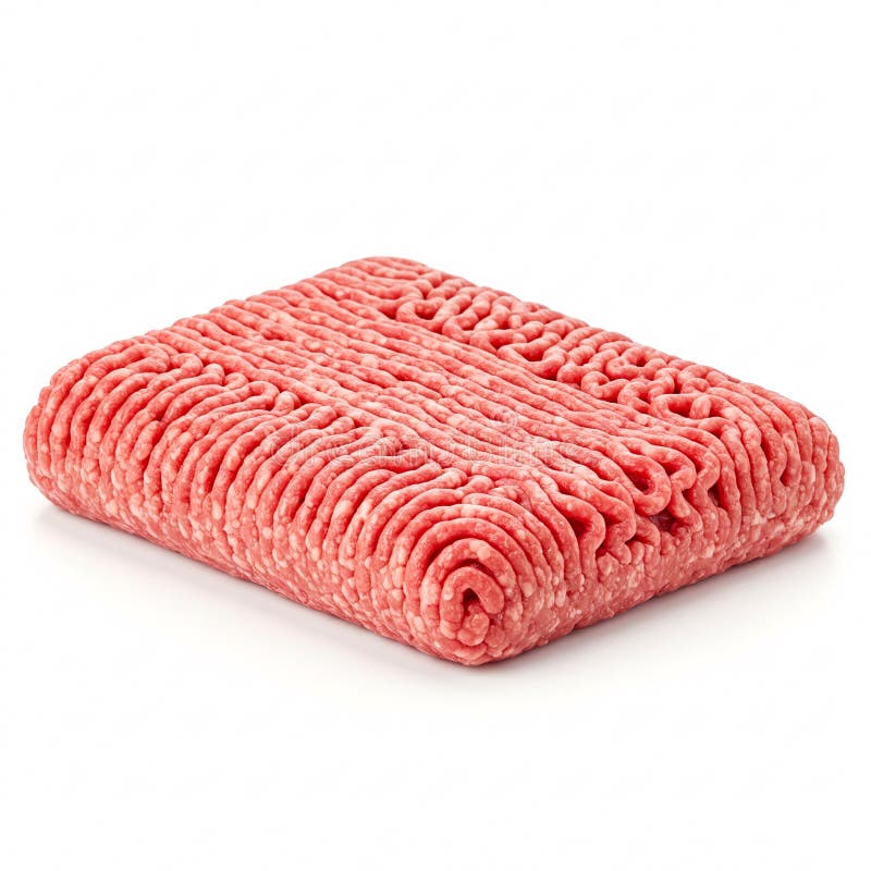 Raw Ground Beef with a Wavy Texture, Isolated on a White Background ...