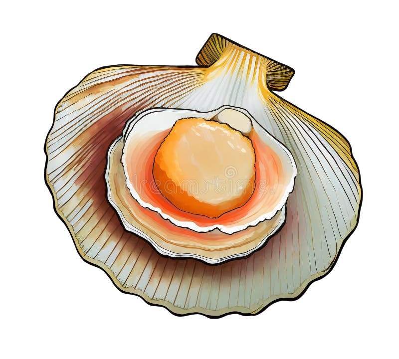 Raw Half Shell Scallop Isolated on Transparent Background, PNG File ...