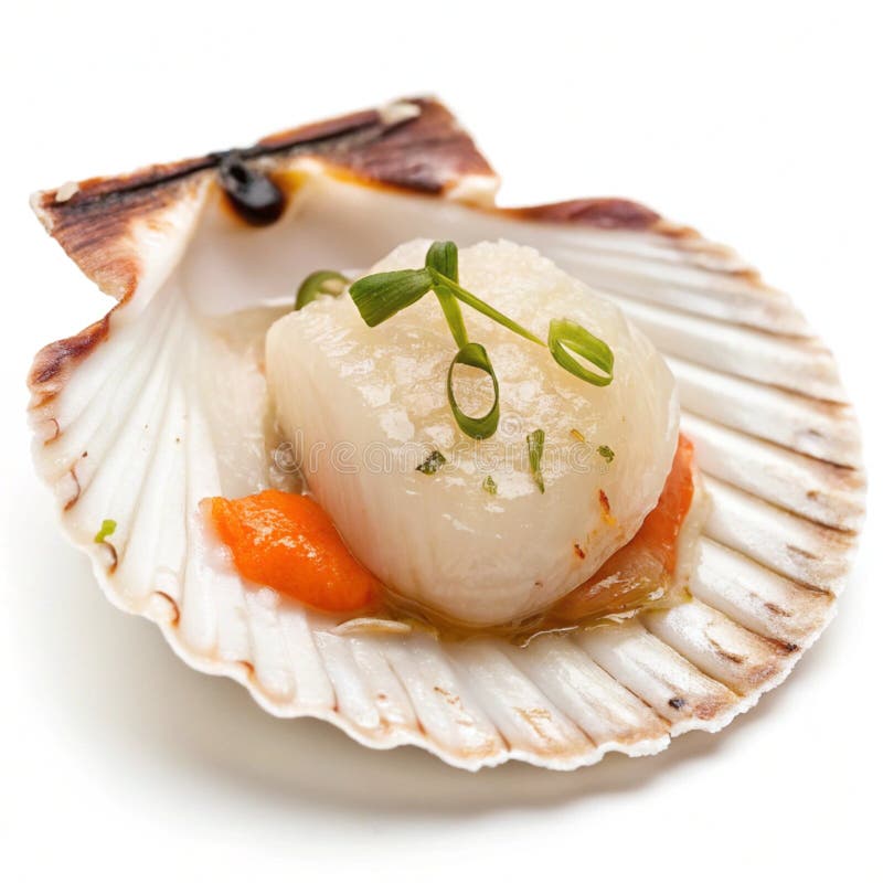 Raw Half Shell Scallop Isolated on Transparent Background Stock ...