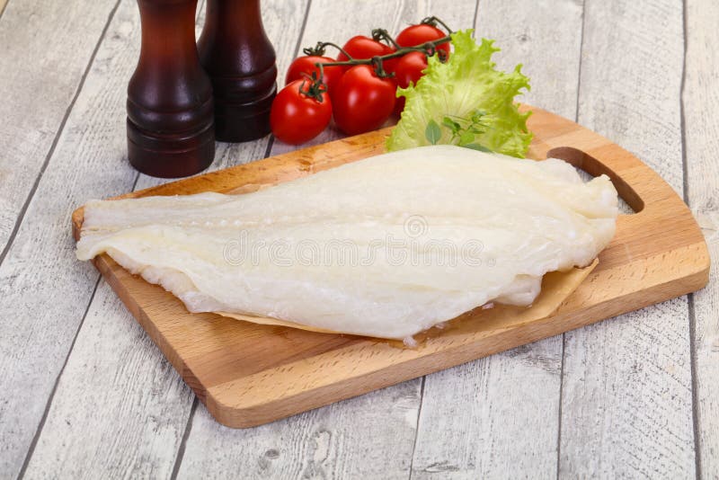 Raw halibut fillet stock photo. Image of healthy, view - 184232268