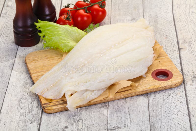 Raw halibut fillet stock image. Image of eating, kitchen - 144651633