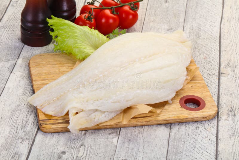 Raw halibut fillet stock image. Image of view, healthy - 163282457
