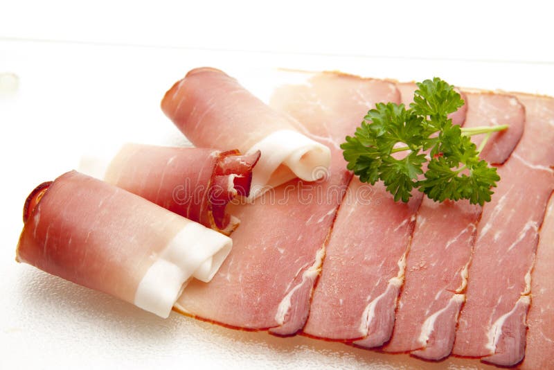 Raw ham stock photo. Image of parsley, exempted, isolated - 17033786