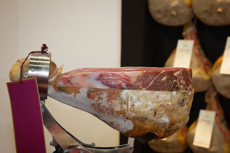 Raw Ham Leg Inside Cutting Holder Stock Image - Image of cuisine ...