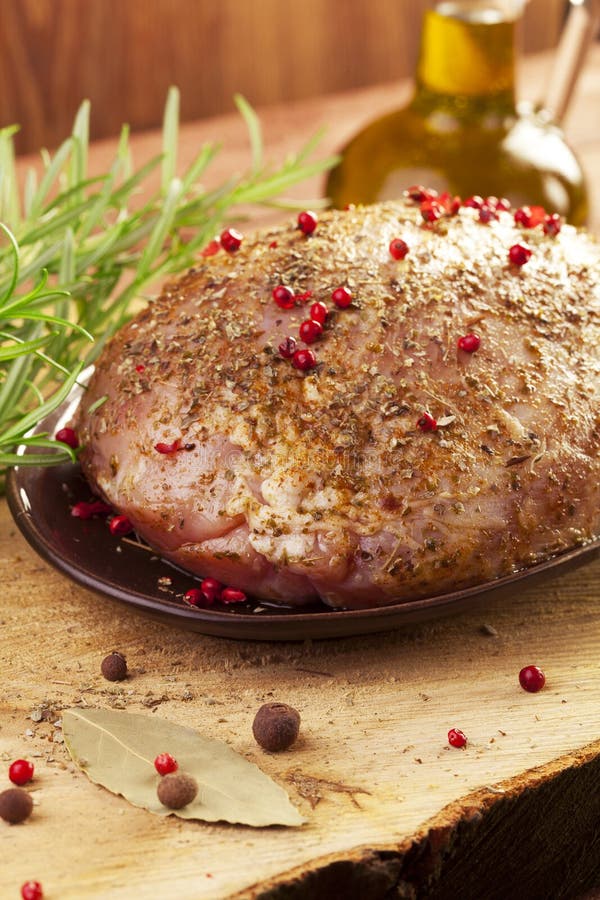 Raw ham in marinade stock photo. Image of fresh, piece - 190121654