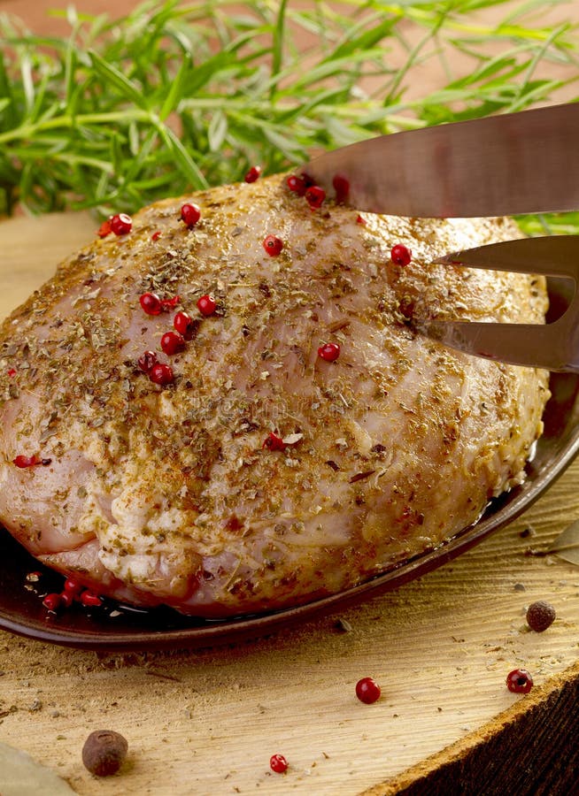 Raw ham in marinade stock photo. Image of meat, white - 190121656