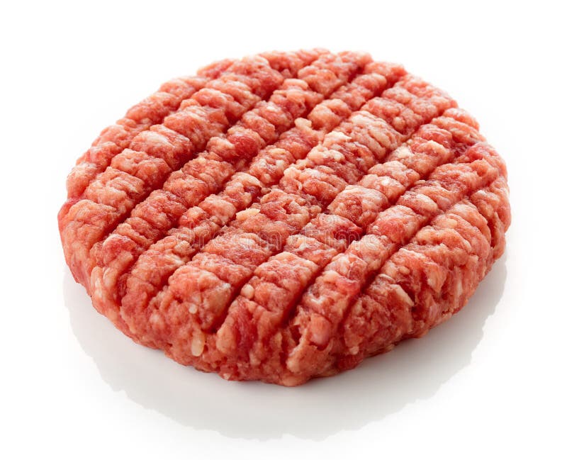 Raw Hamburger Patty Isolated on White Stock Photo - Image of minced ...