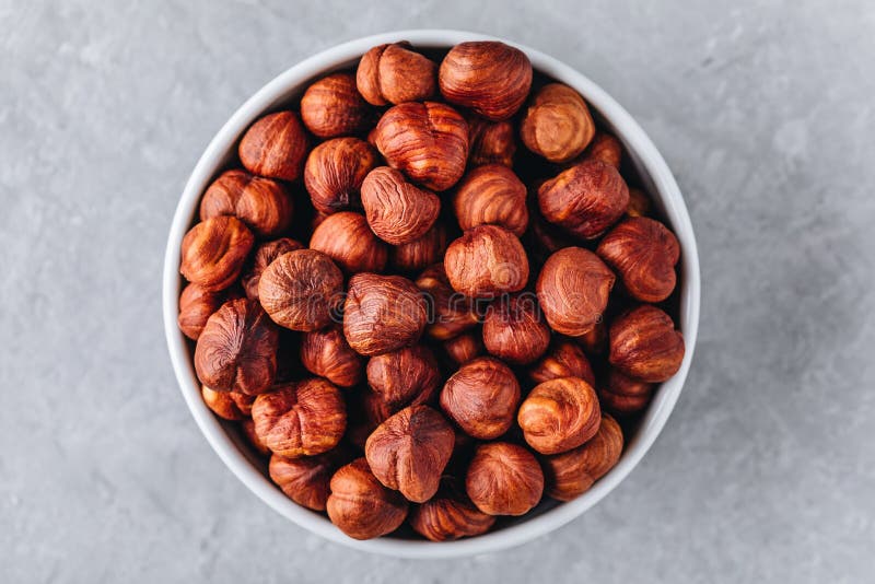 Raw Hazelnuts in Bowl. Top View Stock Image - Image of hazelnuts, diet ...