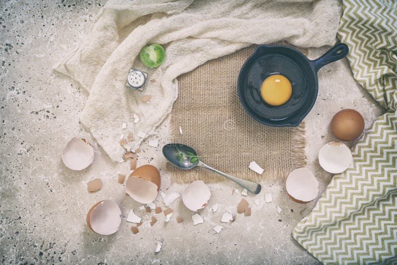 Raw Hen Eggs on Rustic Table Top Stock Photo - Image of cooking, flat ...