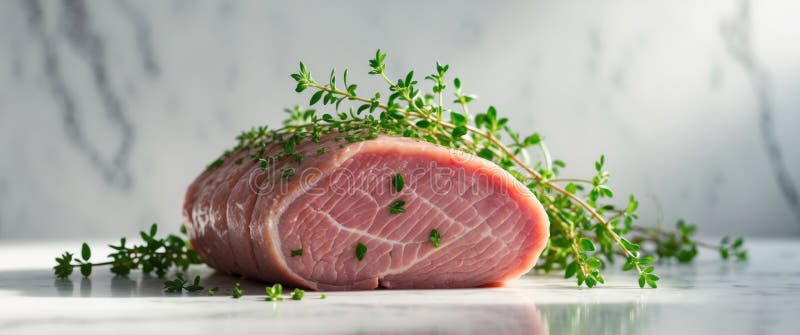 Raw Herb Marinated Boneless Pork Loin Ready for Culinary Preparation ...