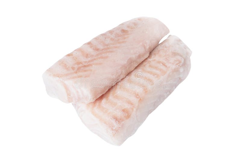 Raw Iced Cod Fish Fillets on White Background Stock Photo - Image of ...
