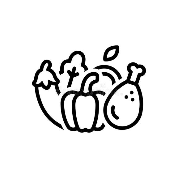 Black Line Icon for Raw, Uncooked and Fruits Stock Vector ...