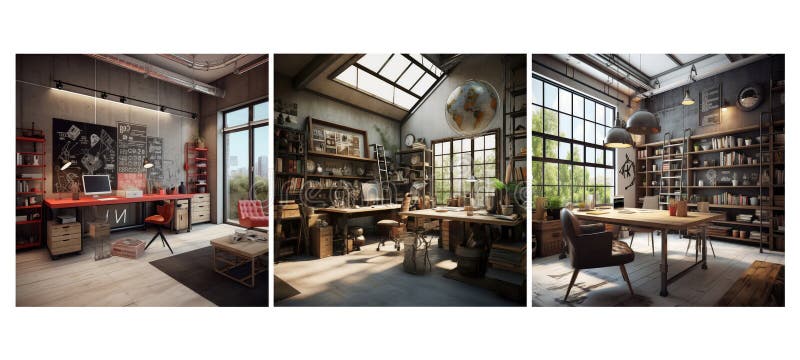 Raw Industrial Study Room Interior Design Ai Generated Stock Image ...