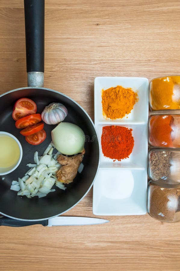 Raw ingredients for curry stock image. Image of calf - 42199879