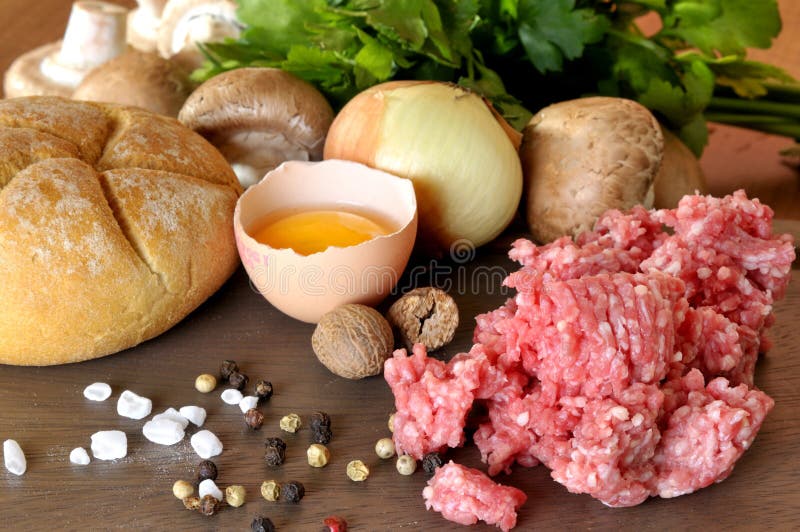 Raw Ingredients for Meatballs Stock Photo - Image of ingredients ...