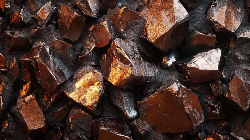 Raw Iron Ore Chunks with Rough Texture and Metallic Reflections in ...