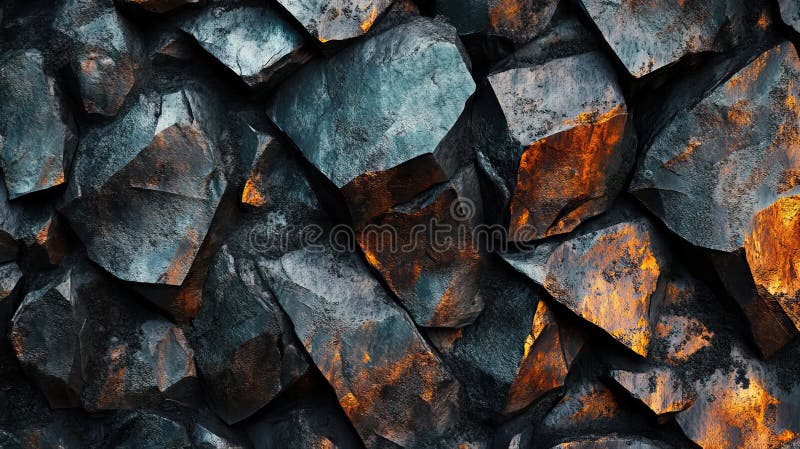 Raw Iron Ore Chunks with Rough Texture and Metallic Reflections in Natural Light Stock Image ...