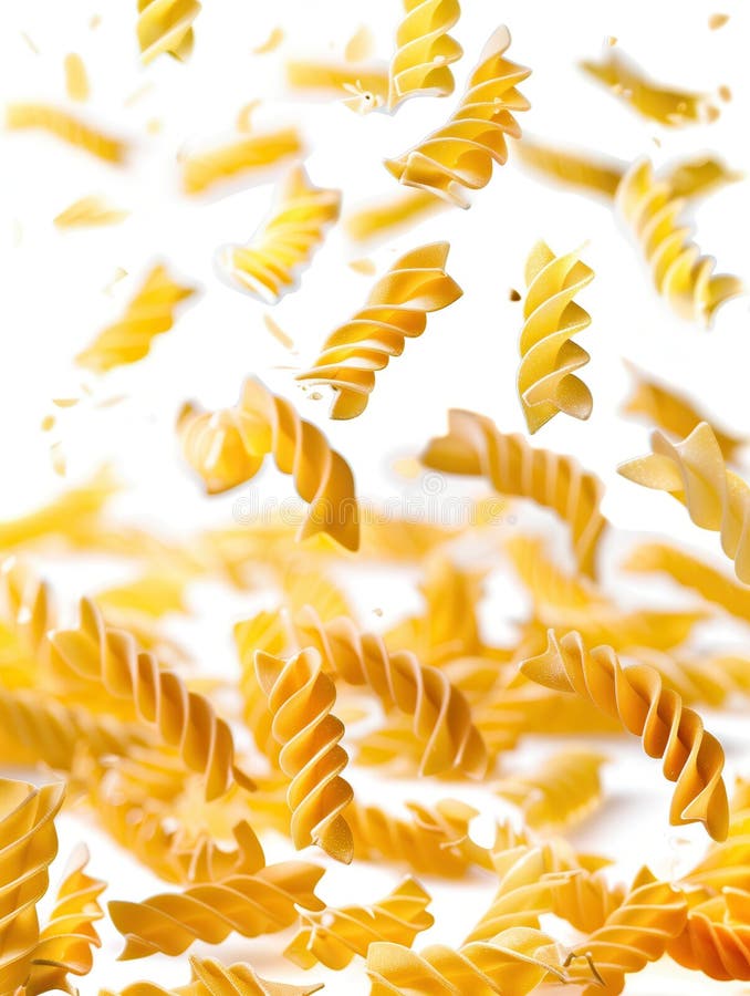 Raw Italian Pasta Falls Against a White Backdrop. Generative AI Stock ...