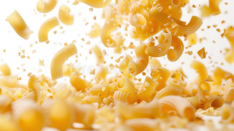 Raw Italian Pasta Falls Gracefully Onto a White Background, Creating a ...