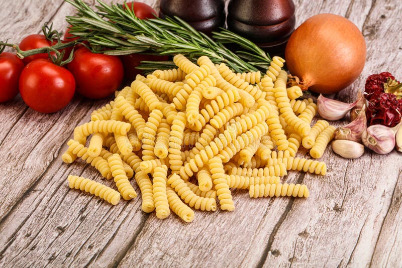Raw Italian Wheat Pasta - Fusilli Stock Photo - Image of pasta ...